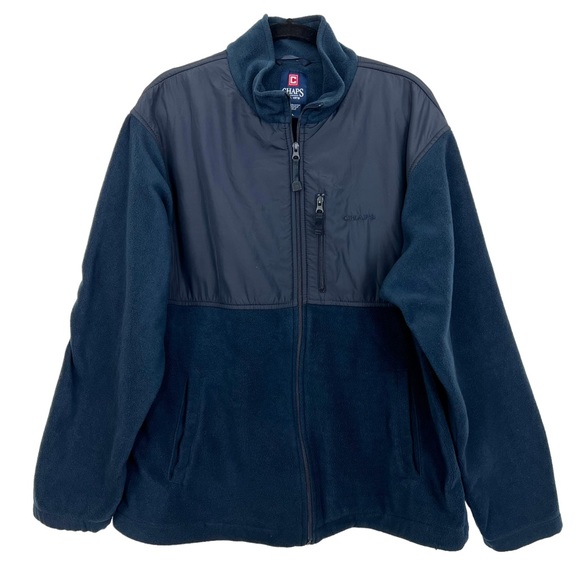 Chaps | Jackets & Coats | 46 Chaps Blue Fleece Jacket Mens Sz Xl Full ...